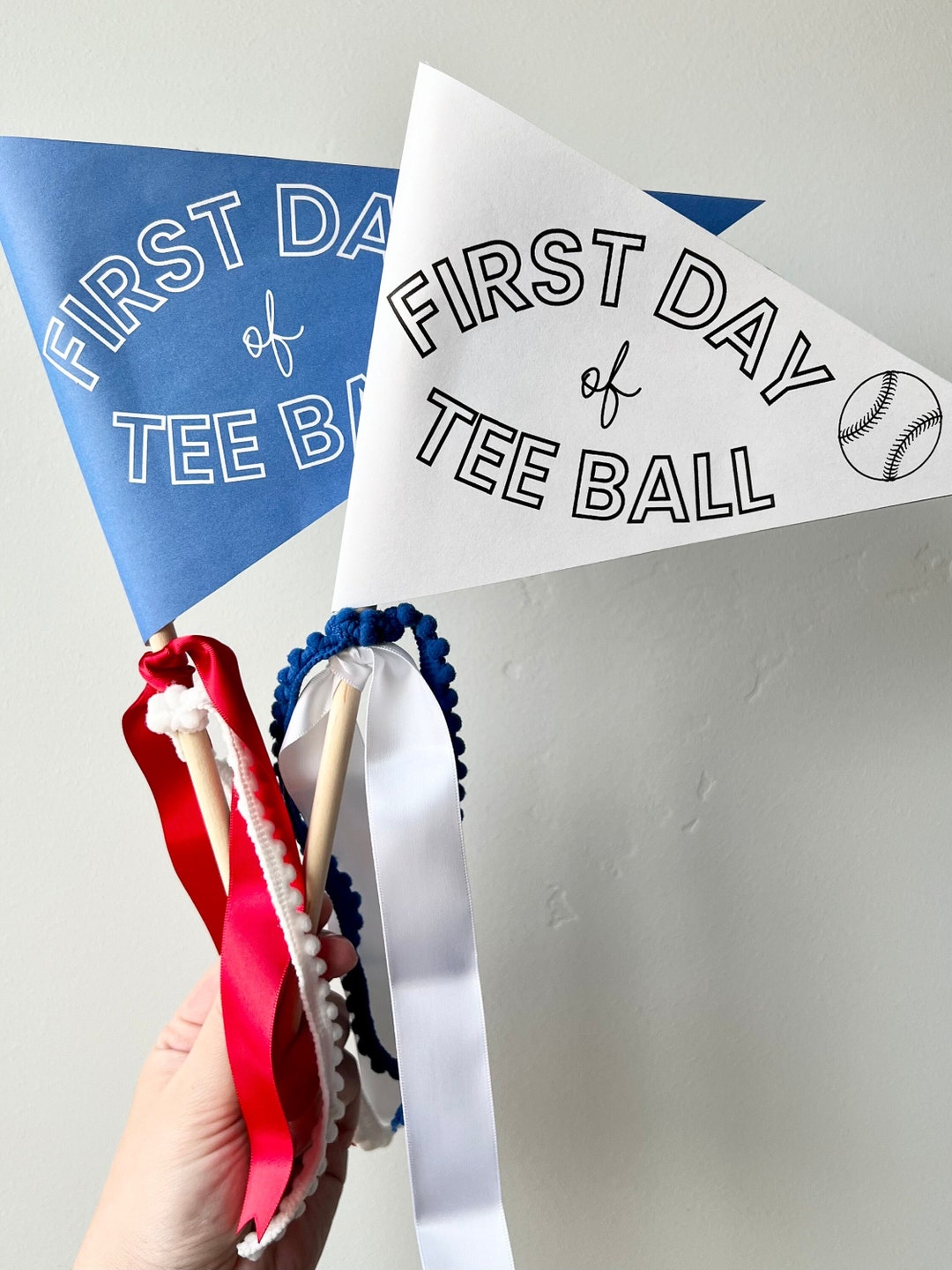 First Day of Tee Ball Pennant Flag, DIY Pennant, Baseball Banner ...