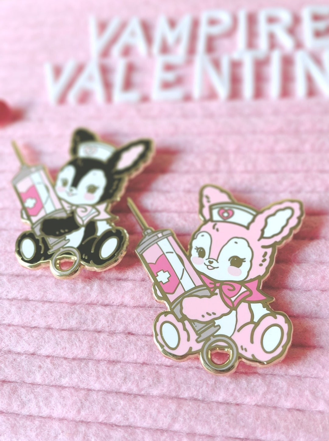 Creepy Cute Syringe Bunny Pin Kitsch Retro Nurse Rabbit as Hard Enamel ...