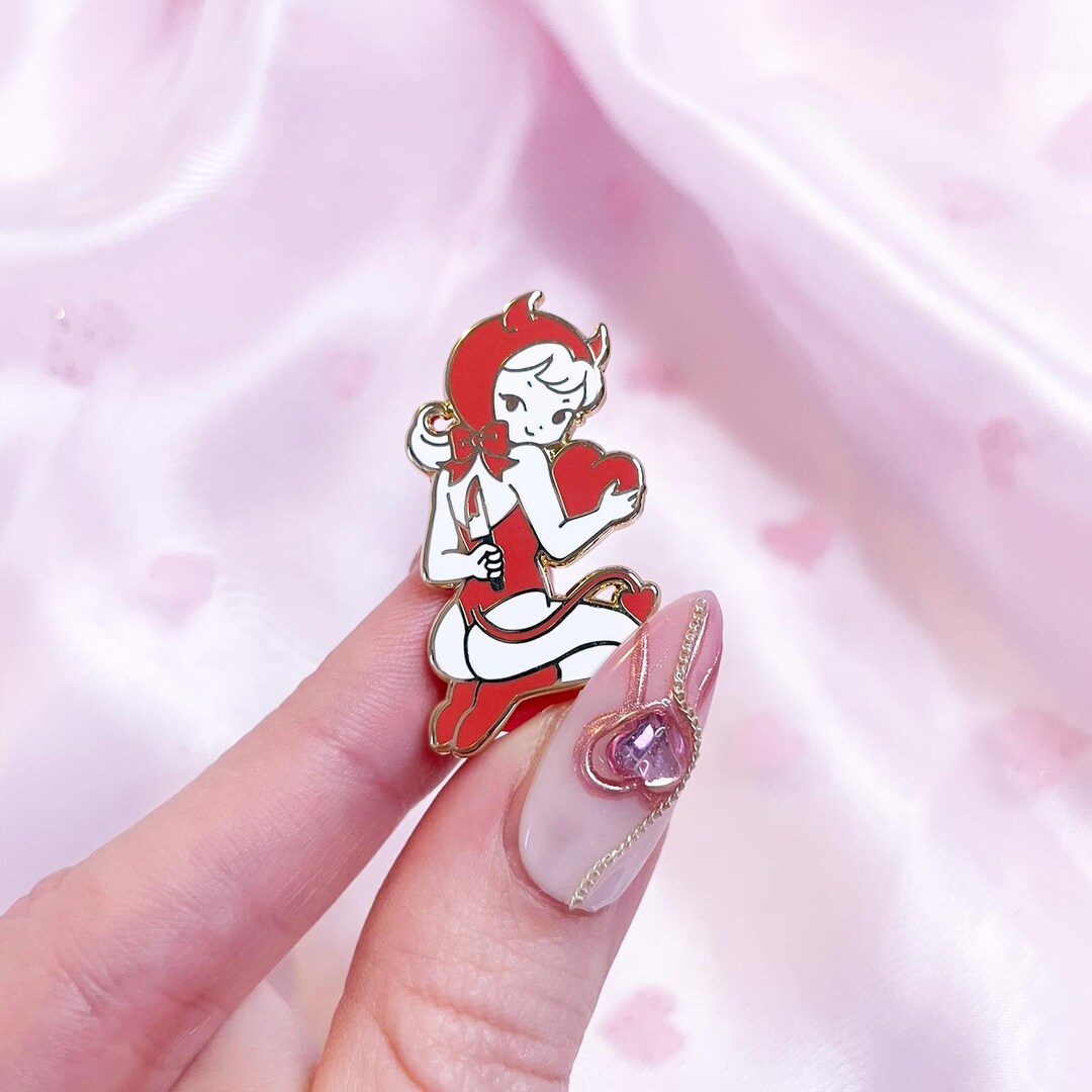 Creepy Cute Devil Girl Pin Gothic Oddity Heartbreaker Art as Mini Hard ...