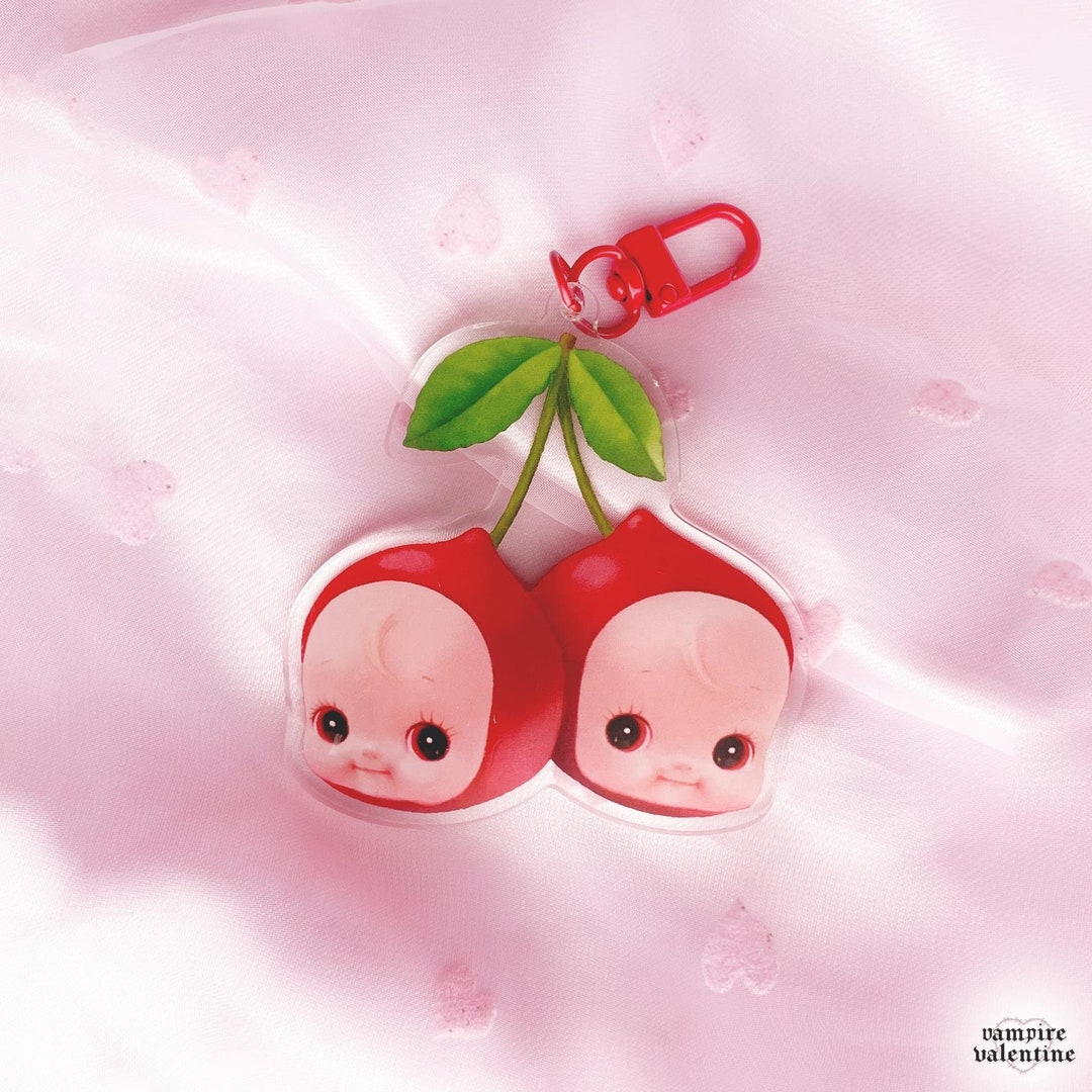 Creepy Cute Cherry Baby Keychain Fruity Fun Acrylic Charm Keychain ...