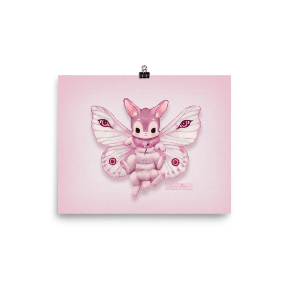 Creepy Cute Moth Rabbit Print Gothic Kitsch Bunny Art as - Etsy