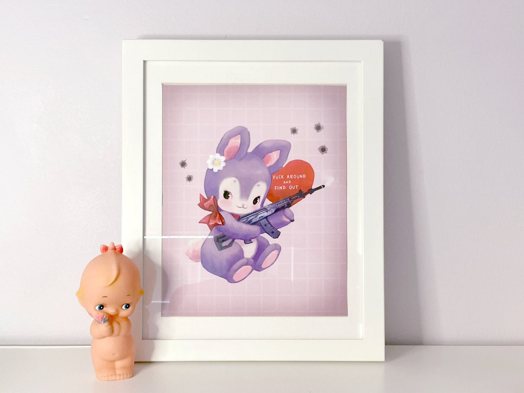 Creepy Cute Print Gun Bunny Cute and Badass FAFO Wall Art Poster - Etsy