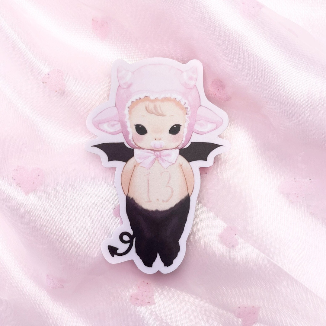 Kewpie Cursed Child Sticker | Creepy Cute Pastel Kawaii Cryptid Goth ...