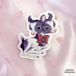 Two Headed Calf Sticker | Creepy Cute Mutant Cow Oddity Art on ...