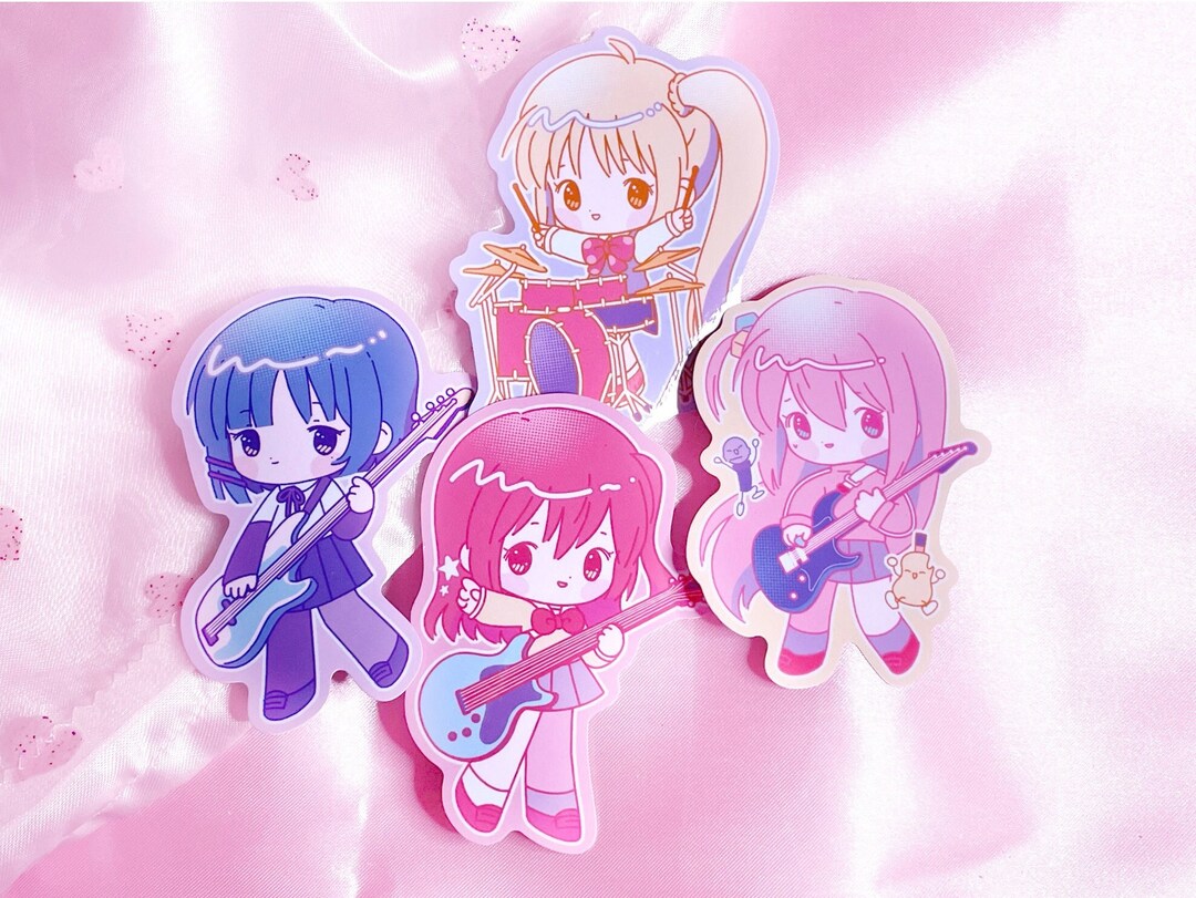 Lonely Rocker Anime Stickers | Cute Colorful Kessoku Band Art on Gloss ...