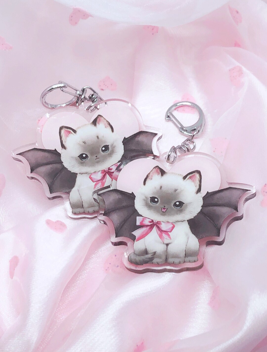 Creepy Cute Keychain Bat Cat Retro Kitsch Oddity Art on - Etsy