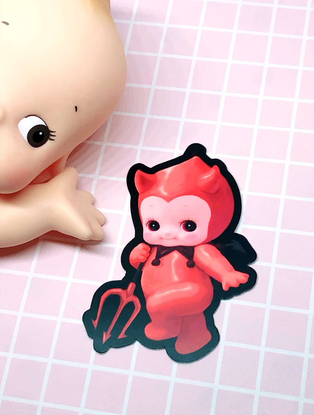 Kewpie Devil Baby Sticker | Creepy Cute Goth Art on Waterproof Vinyl - Etsy