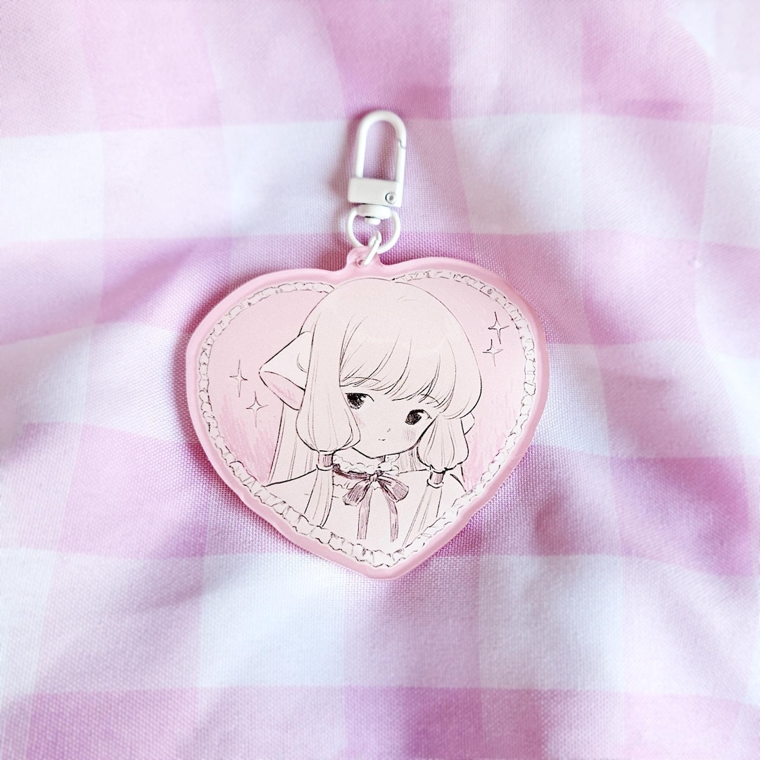 Chobits Chii Keychain | Kawaii Soft Pink Anime Art on Acrylic Charm ...