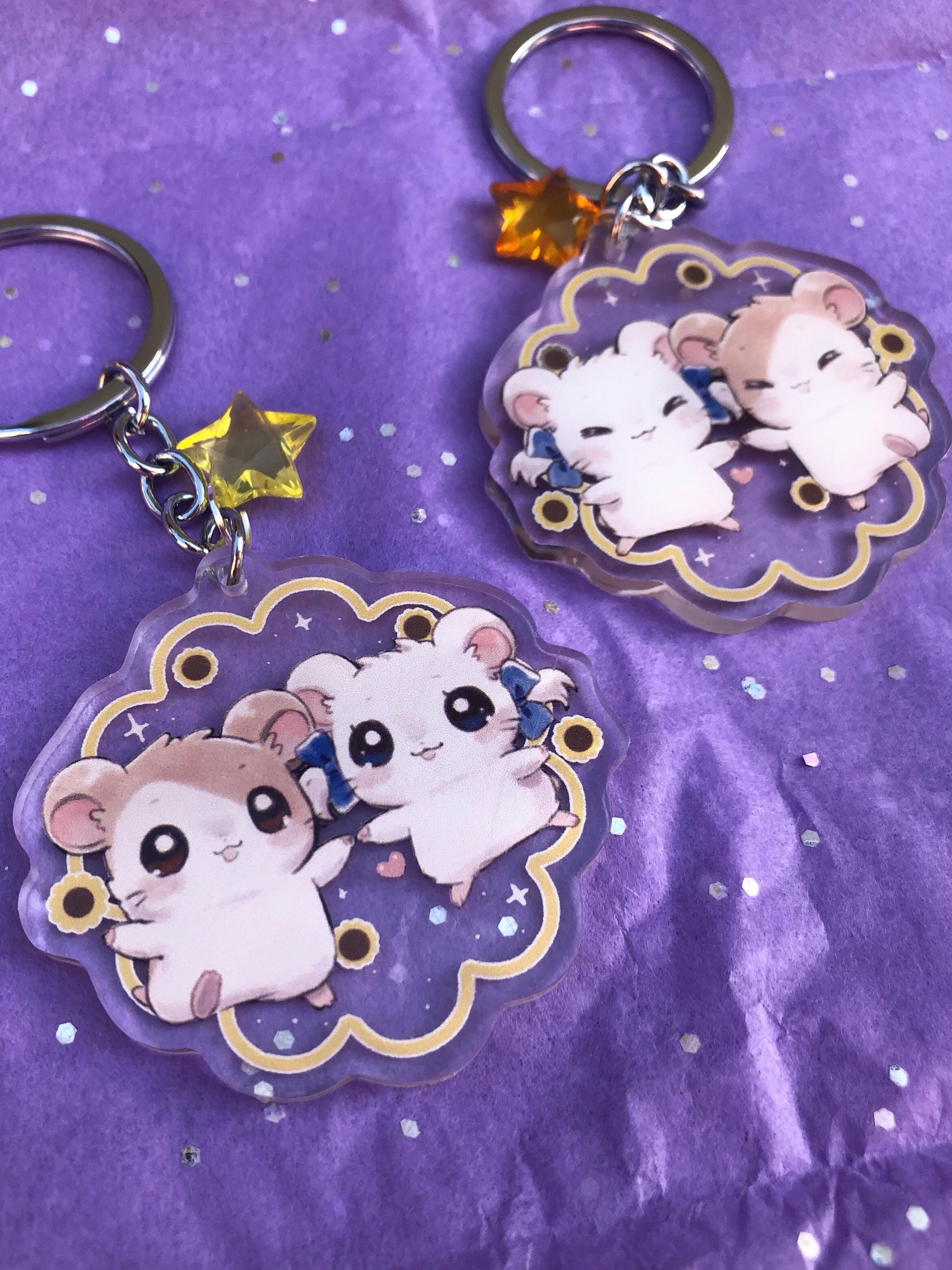 Hamigos! Hamtaro & Bijou Keychain | Cute and Colorful Cartoon Acrylic ...