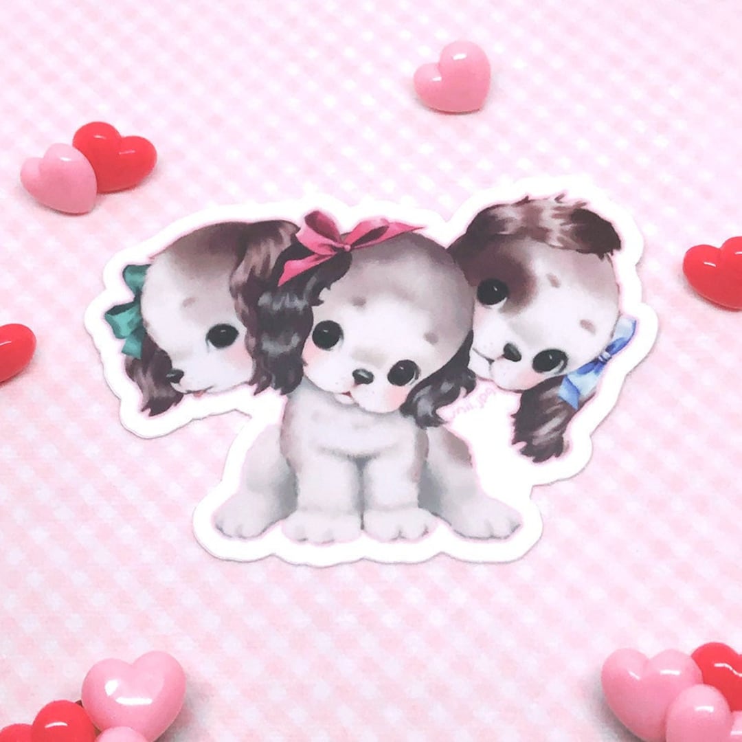 Creepy Cute Puppy Cerberus Sticker | Retro Kitsch Kawaii Pet Dog ...