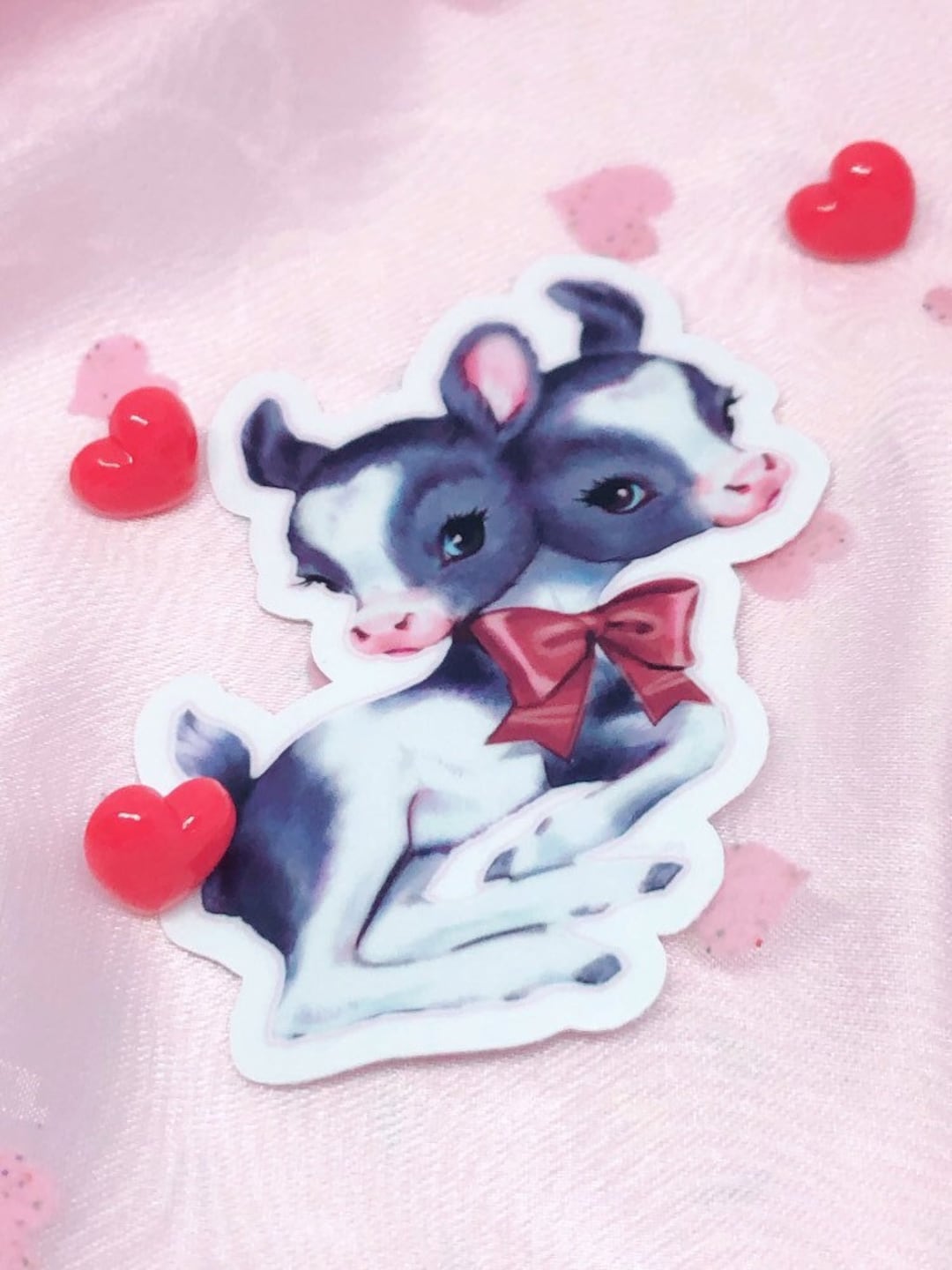 Two Headed Calf Sticker | Creepy Cute Mutant Cow Oddity Art on ...