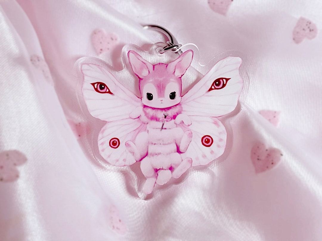 Moth Rabbit Keychain Creepy Cute Bug Bun Acrylic Charm Accessory - Etsy