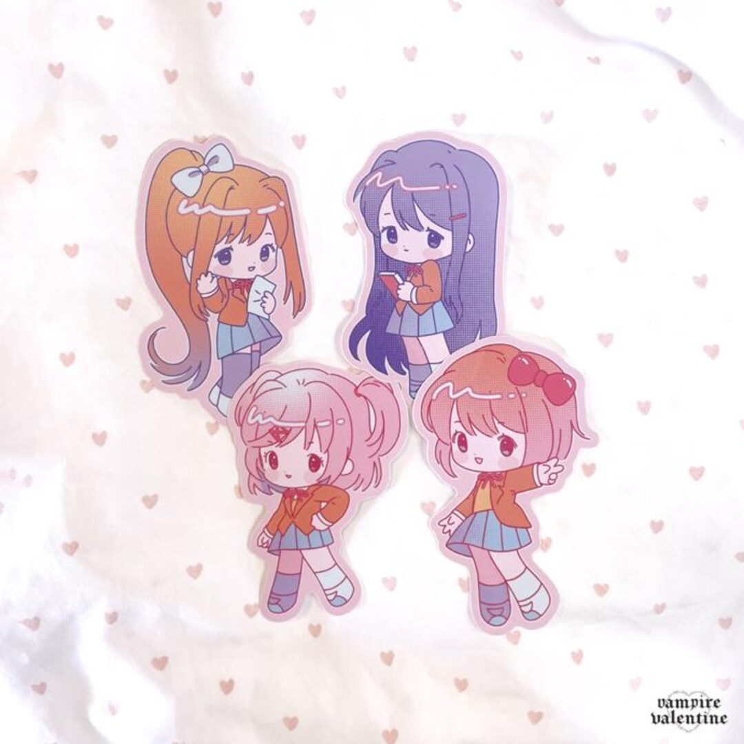 DDLC Literature Club Anime Stickers Cute Colorful Visual Novel Fan Art ...