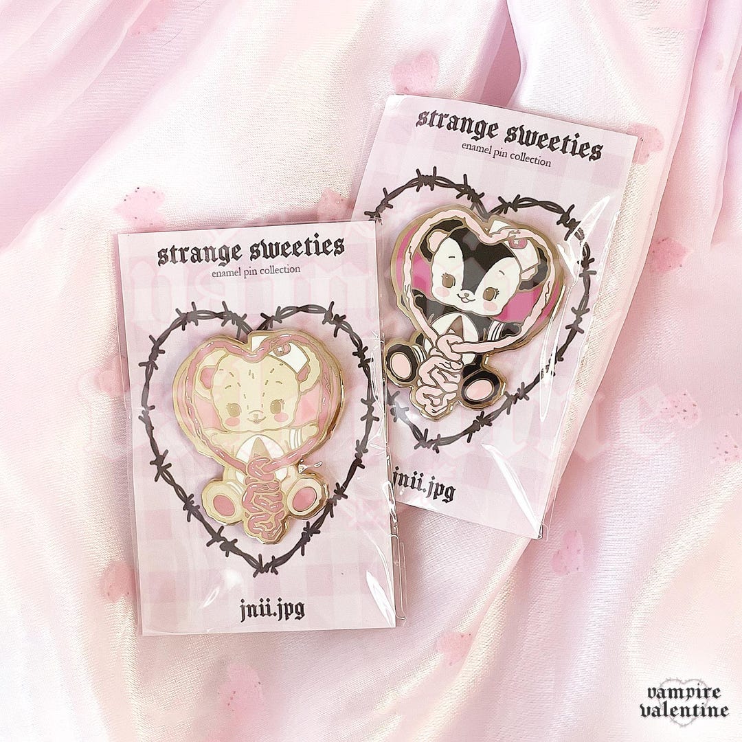 Creepy Cute Pin Guts Bear | Cute Retro Horror Art as Hard Enamel ...