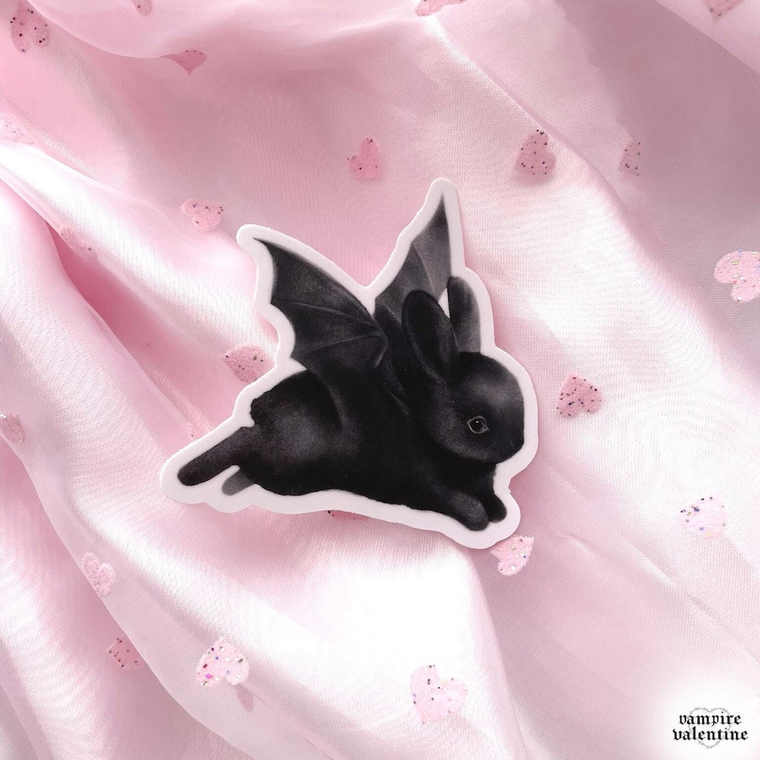 Bat Bunny Sticker | Creepy Cute Kawaii Weird Whimsy Goth Rabbit Art on ...