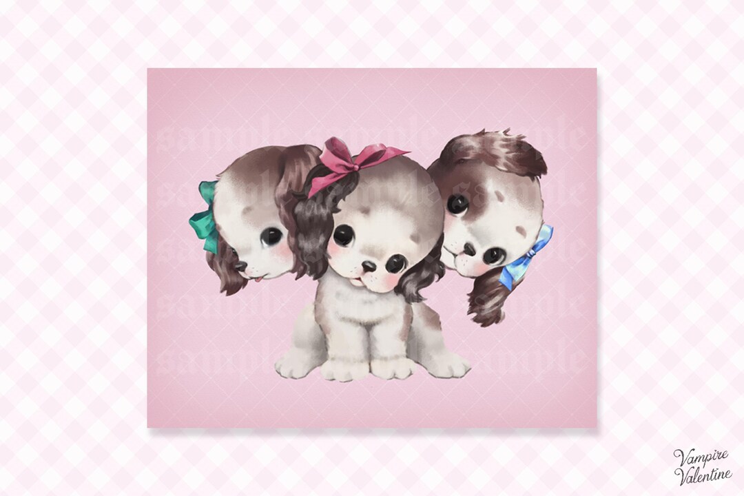 Creepy Cute Puppy Cerberus Print | Retro Kitsch Greek Mythology Art as ...