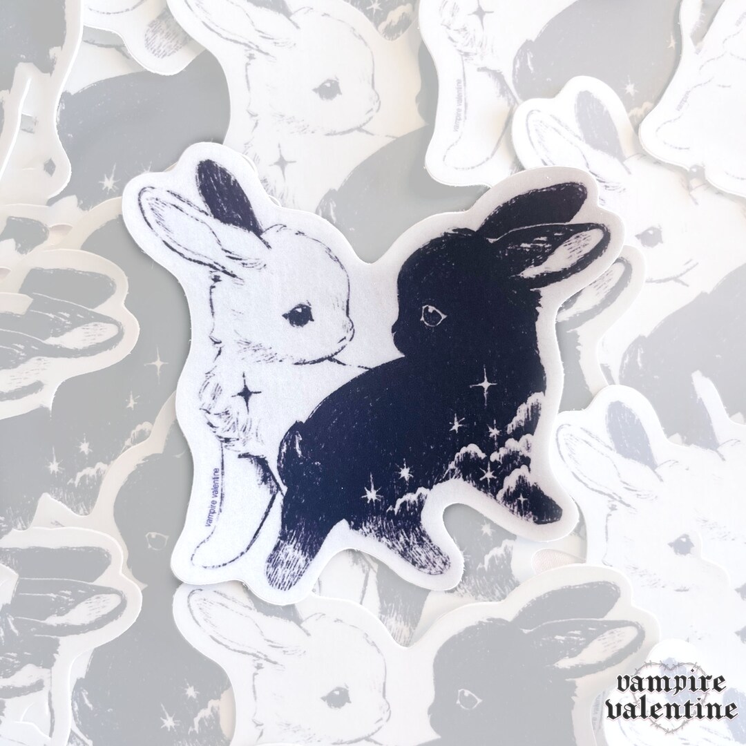 You in Me Bunnies Yin Yang Rabbit Art on Waterproof Vinyl - Etsy