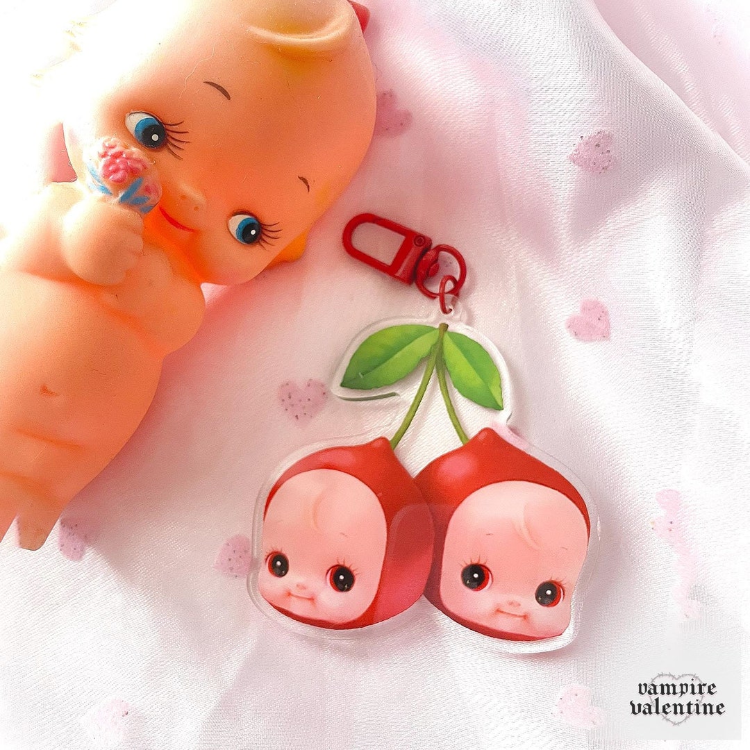 Creepy Cute Cherry Baby Keychain | Fruity Fun Acrylic Charm Keychain ...