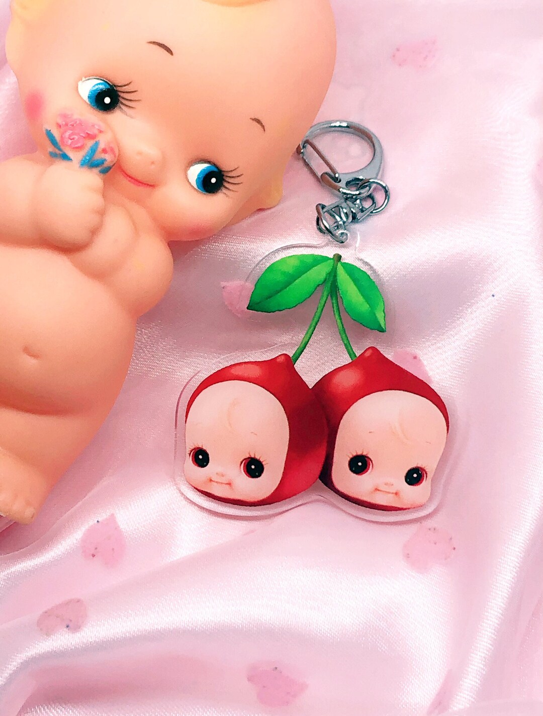 Creepy Cute Cherry Baby Keychain Fruity Fun Acrylic Charm Keychain ...