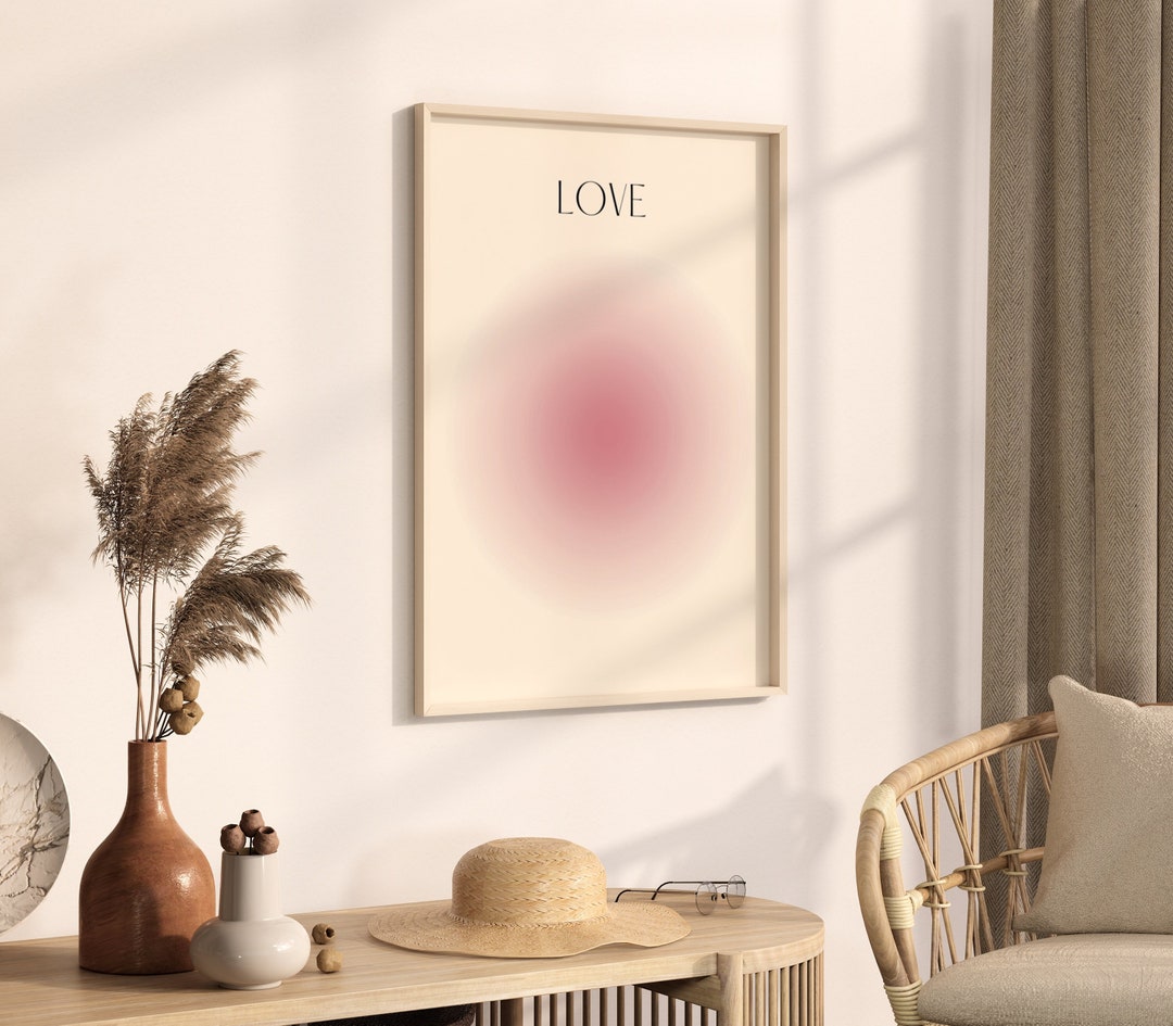 Light Pink Aura Spiritual Poster Grainy Gradient Print Colourful Aura ...