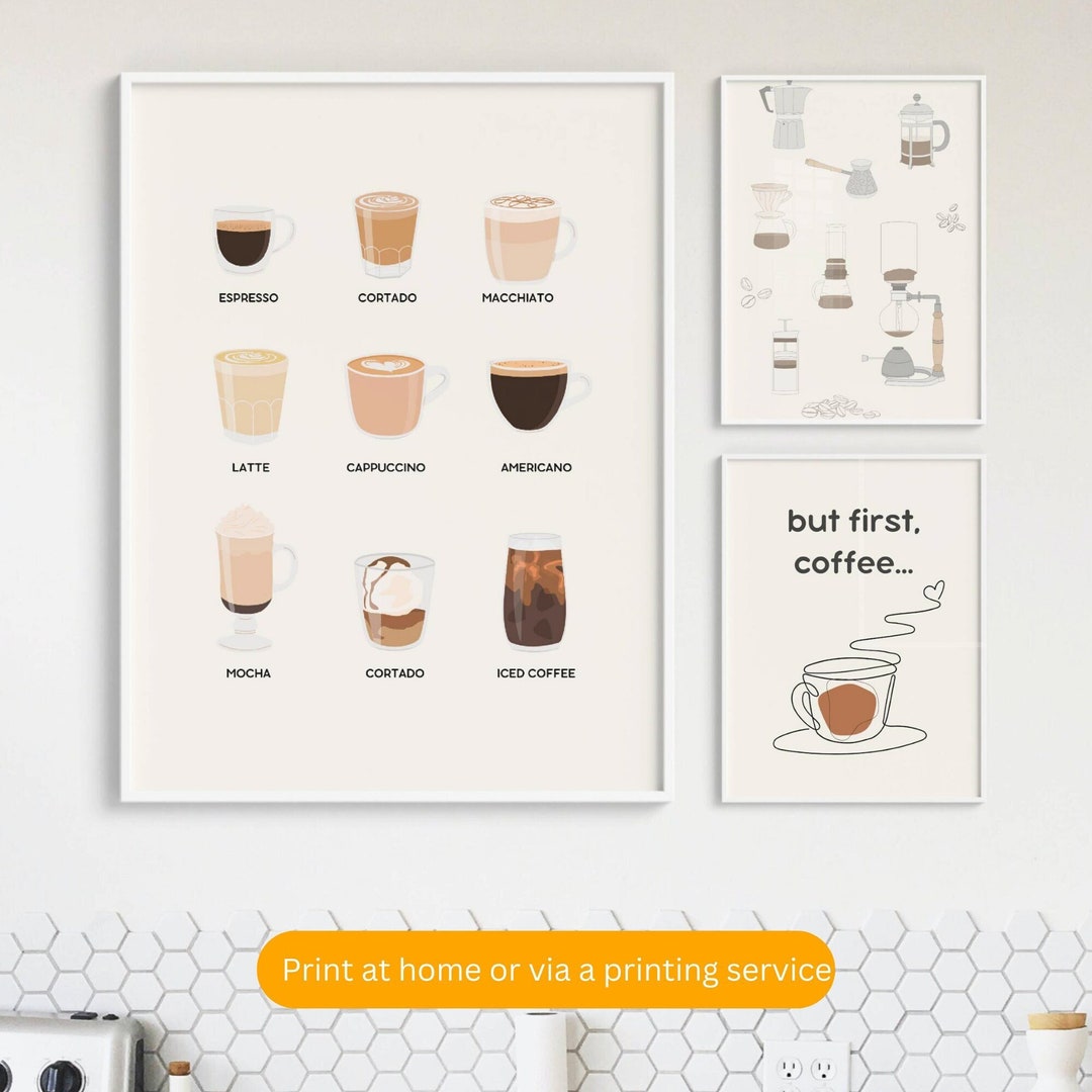 Coffee Wall Art Coffee Bar Gallery Wall Set Coffee Poster for Coffee ...