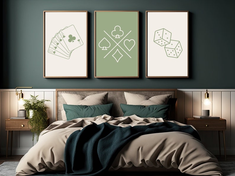 Retro Wall Art Playing Cards Trendy Poster Set for Bedroom Poster for ...