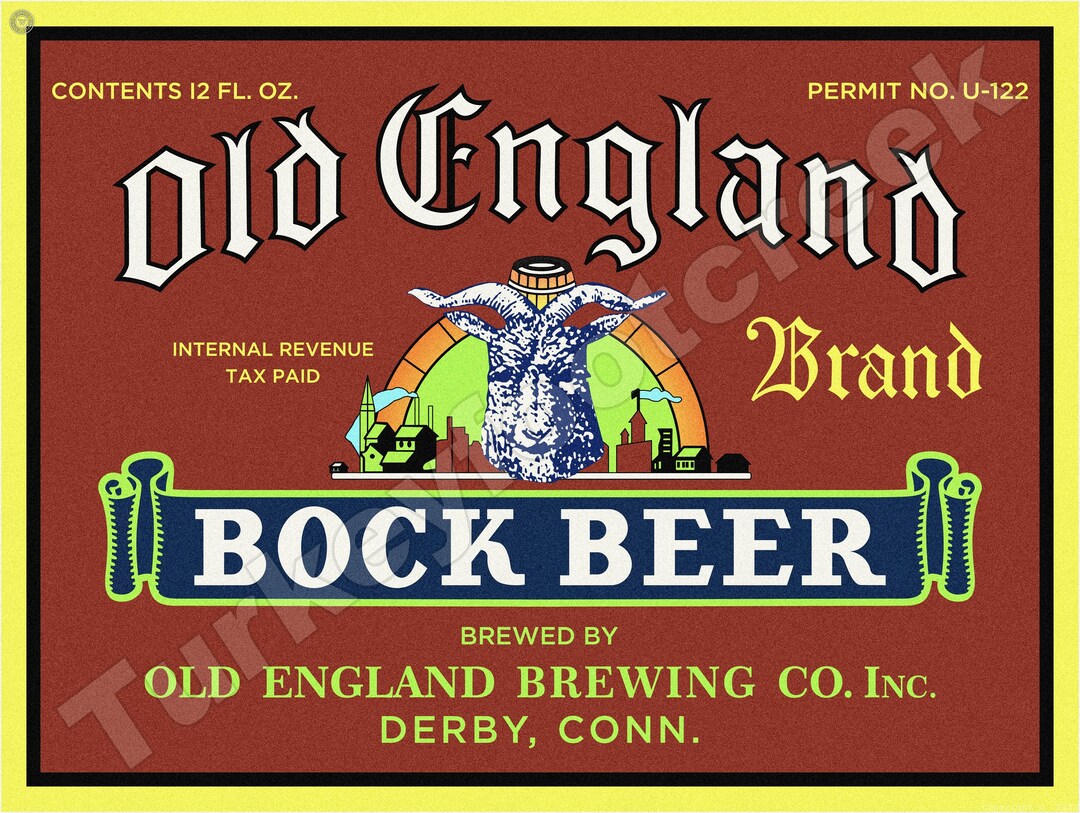 Old England Brand Bock Beer Label 9 X 12 Sign - Etsy