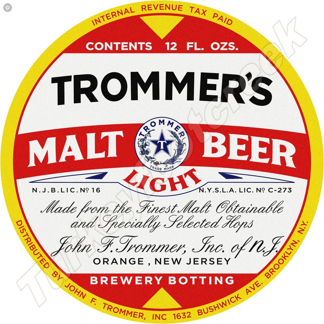Trommer's Malt Beer 11.75 Round Sign - Etsy