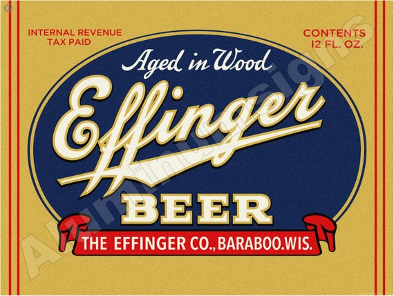 Effinger Beer Label 12 X 16 Sign - Etsy