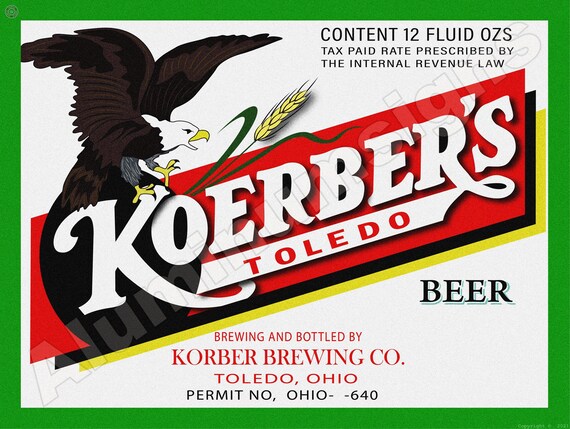 Koerber's Toledo Beer Label 12 X 16 Sign - Etsy