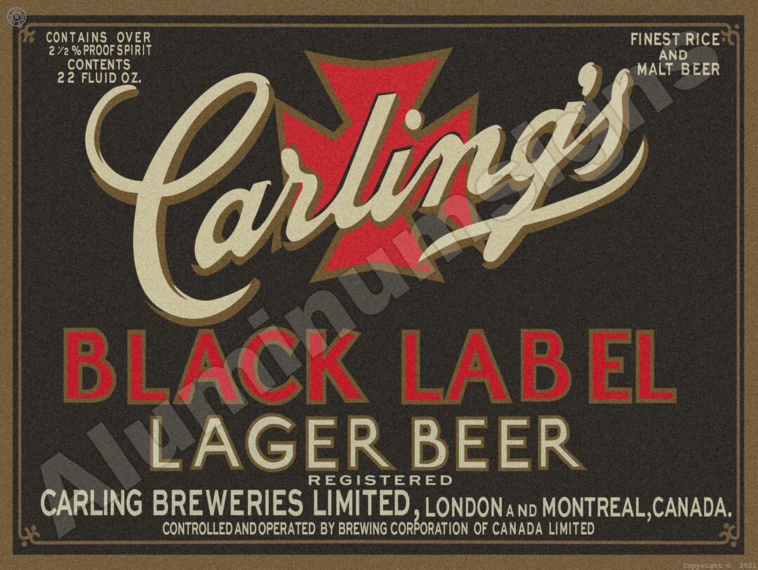 Carling's Black Label Lager Beer Label 9 X 12 Sign - Etsy
