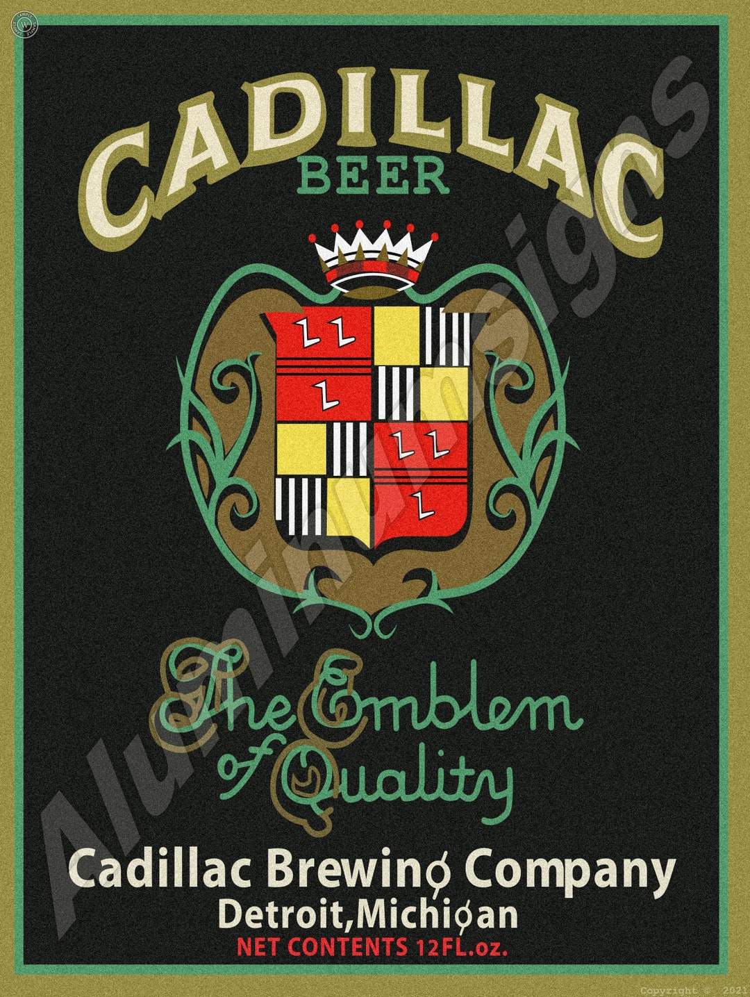 Cadillac Beer Label 9 X 12 Sign - Etsy