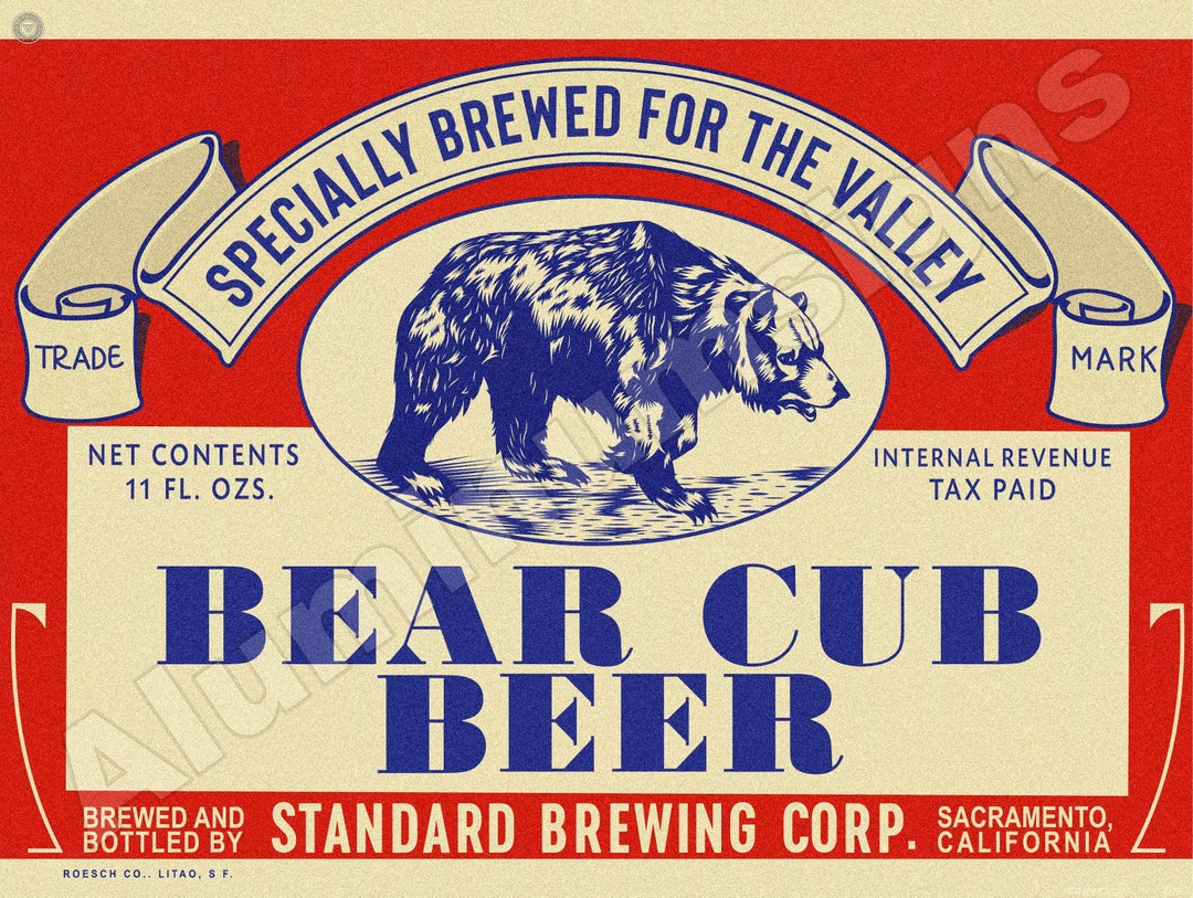 Bear Cub Beer Label 9 X 12 Sign - Etsy