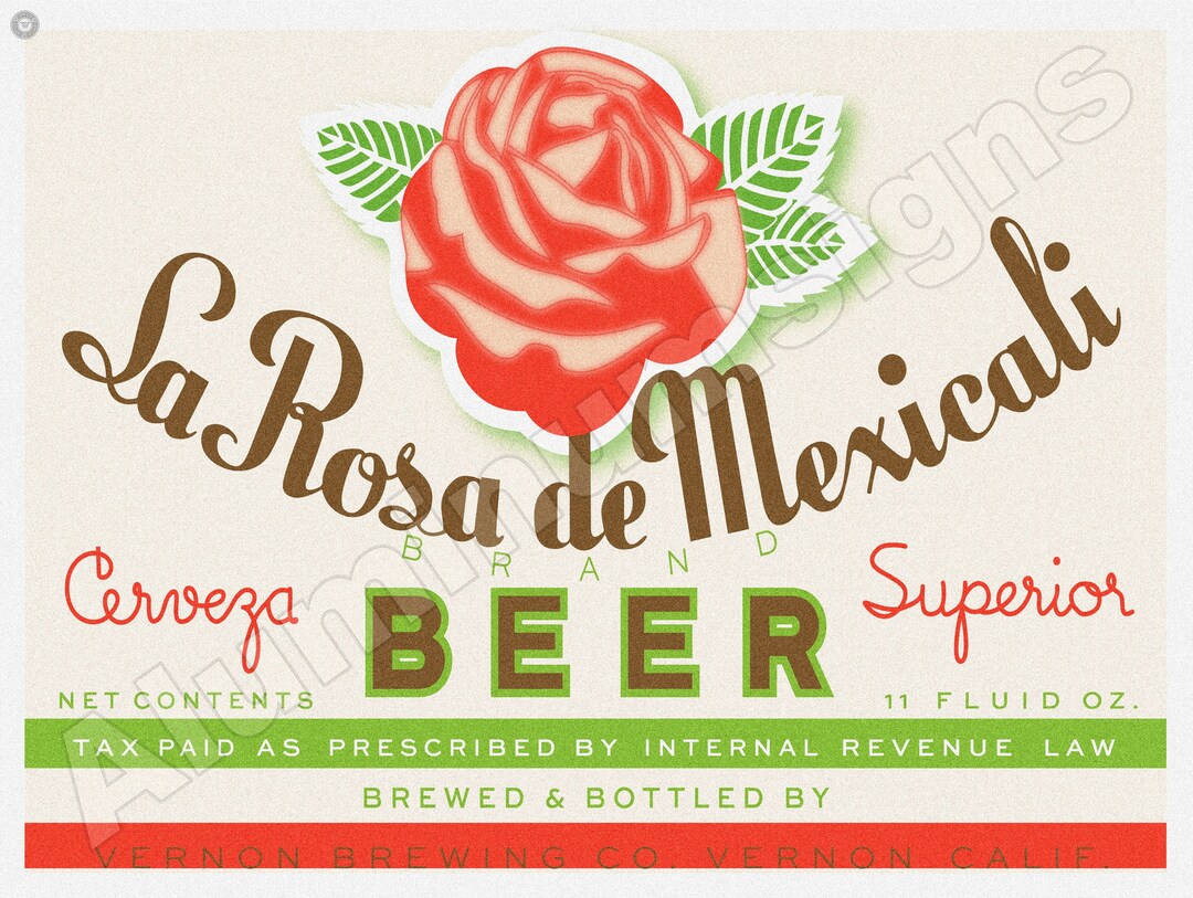 La Rosa De Mexicali Beer Label 12 X 16 Sign - Etsy