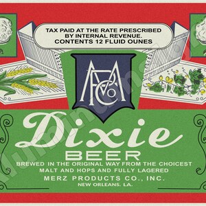 Dixie Beer Label 12 X 16 Sign - Etsy