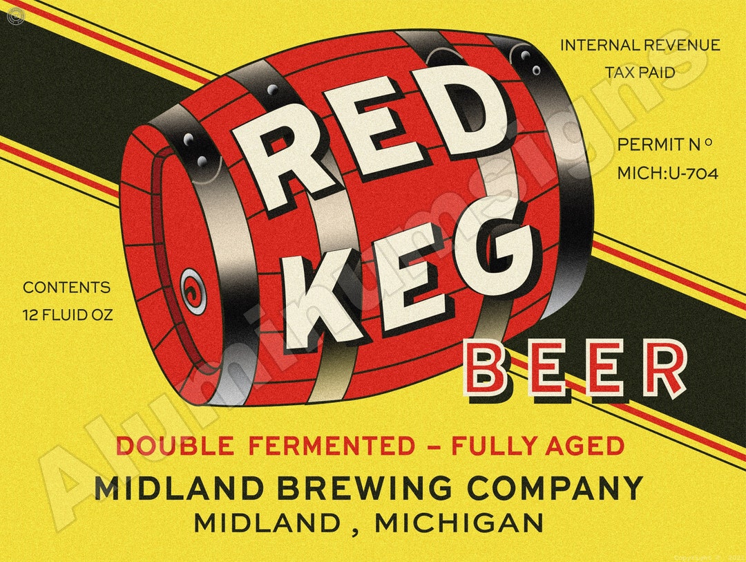 Red Keg Beer Label 12 X 16 Sign - Etsy