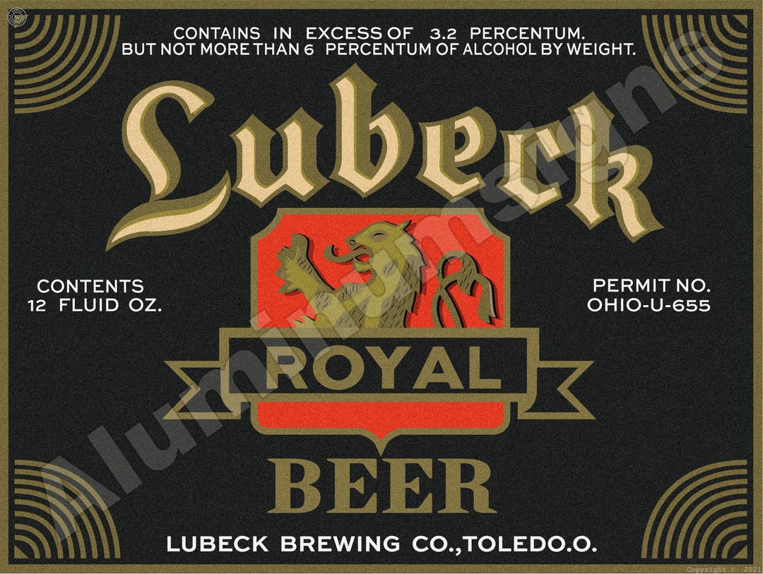 Lubeck Royal Beer Label 9 X 12 Sign - Etsy