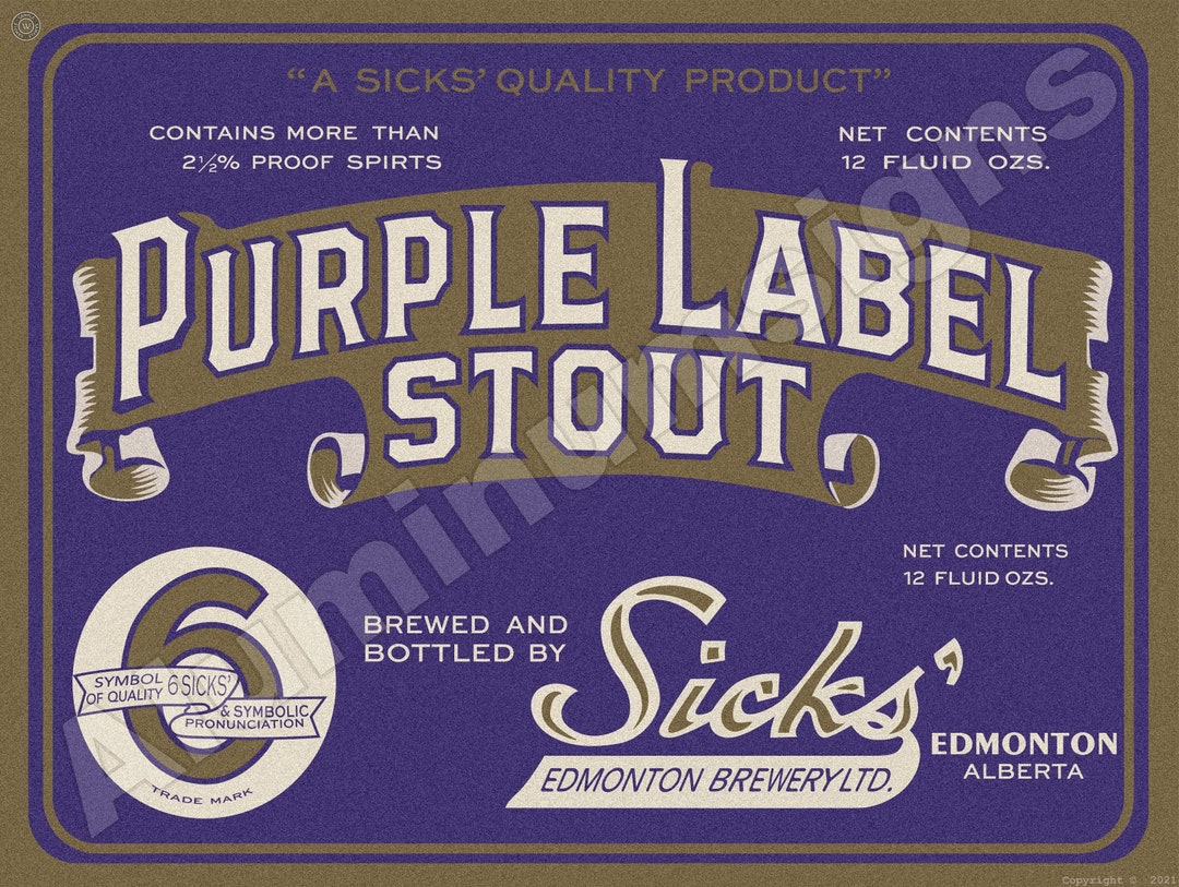 Purple Label Stout Beer Label 9 X 12 Sign - Etsy