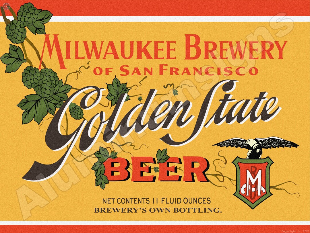 Golden State Beer Label 12 X 16 Sign - Etsy