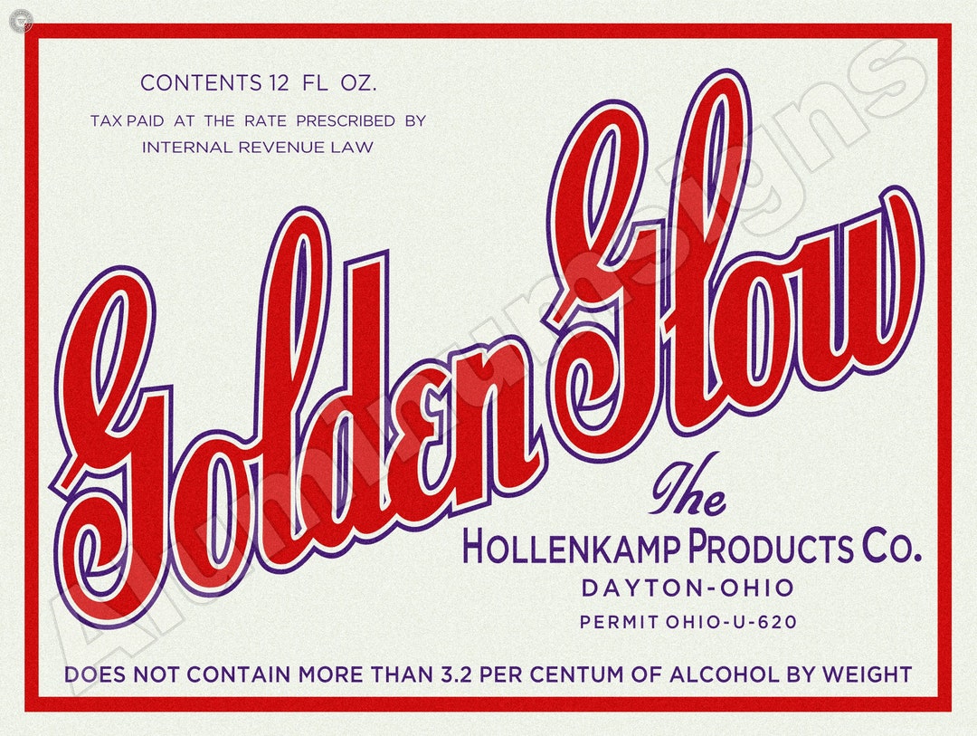 Golden Glow Beer Label 9 X 12 Sign - Etsy