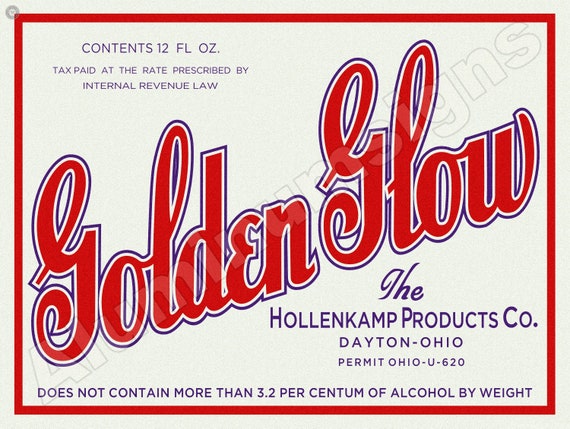 Golden Glow Beer Label 9 X 12 Sign - Etsy