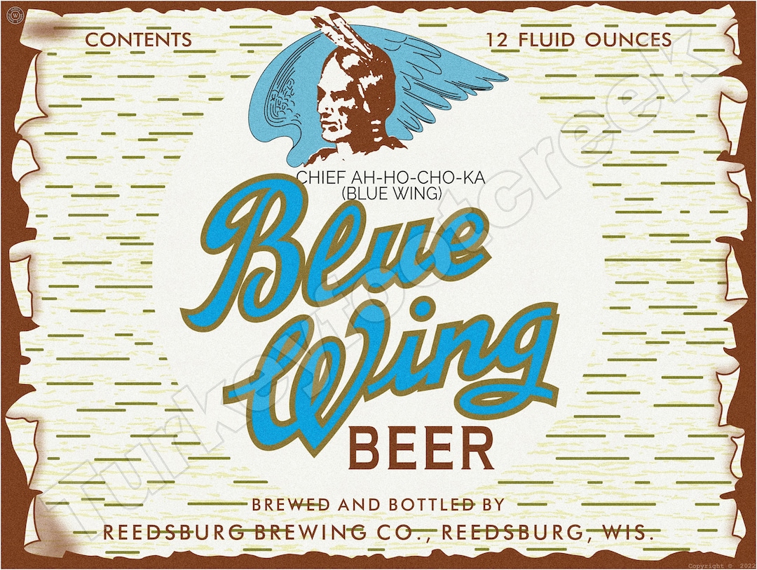 Blue Wing Beer Label 12 X 16 Sign - Etsy