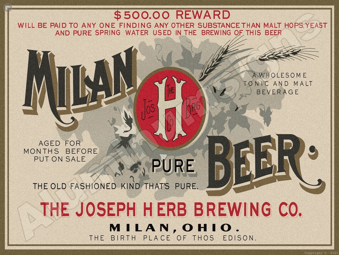Milan Beer Label 9 X 12 Sign - Etsy