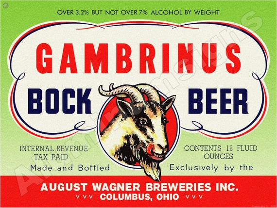 Gambrinus Bock Beer Label 12 X 16 Sign - Etsy