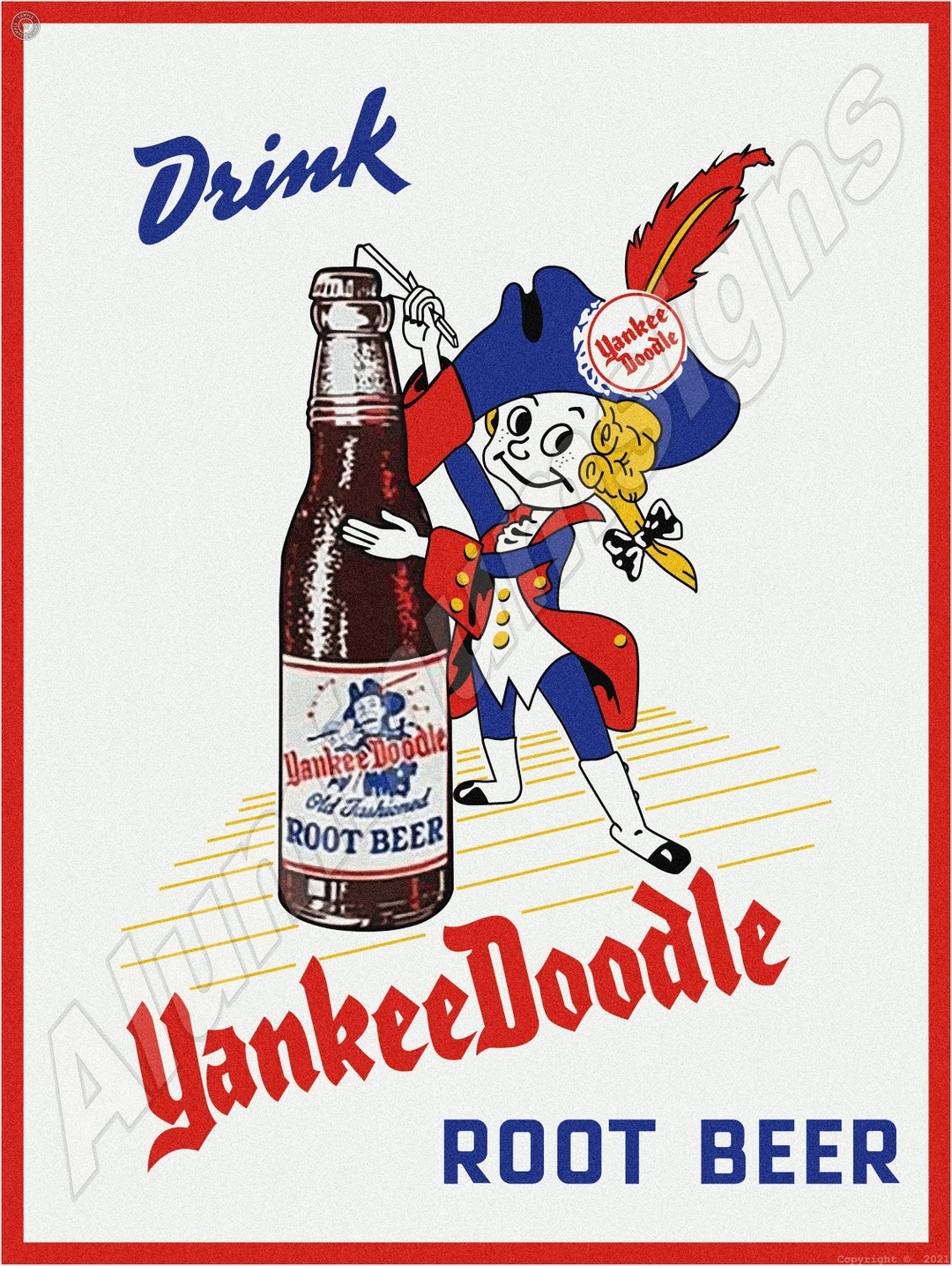 Yankee Doodle Root Beer 9 X 12 Sign - Etsy