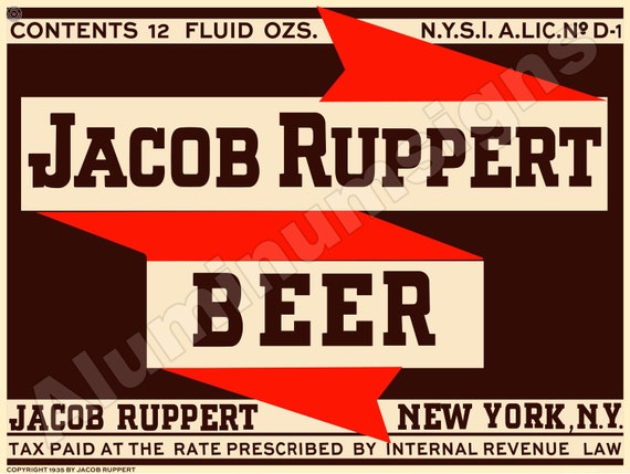 Jacob Ruppert Beer Label 12 X 16 Sign - Etsy