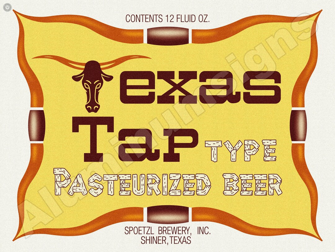 Texas Tap Type Beer Label 12 X 16 Sign - Etsy