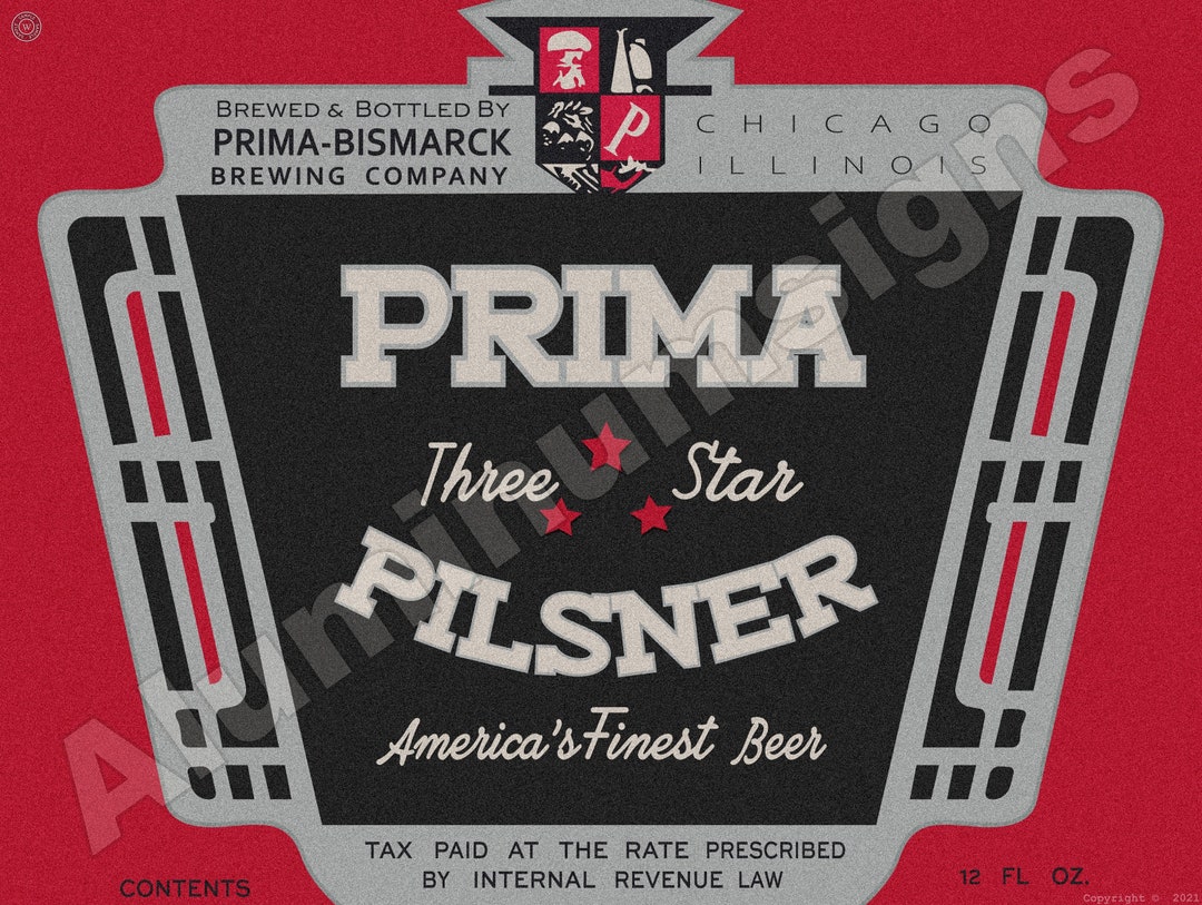 Prima Pilsner Beer Label 12 X 16 Sign - Etsy