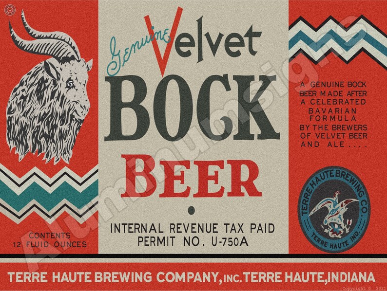 Velvet Bock Beer Label 9 X 12 Sign - Etsy