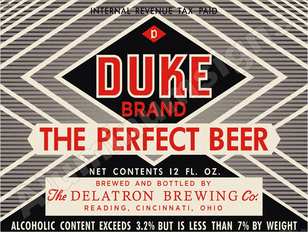 Duke Brand Beer Label 12 X 16 Sign - Etsy